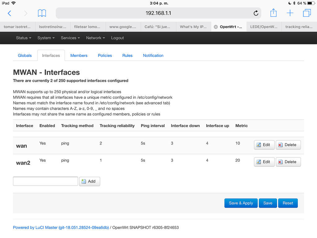 Config mwan3 to loadbalance between 2 wan connections - Installing and Using OpenWrt - OpenWrt Forum