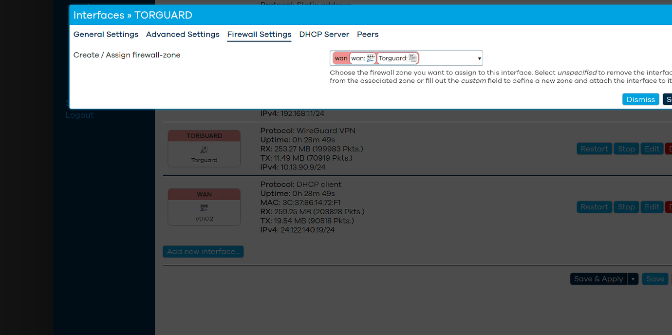 Wireguard Firewall Setting Network And Wireless Configuration