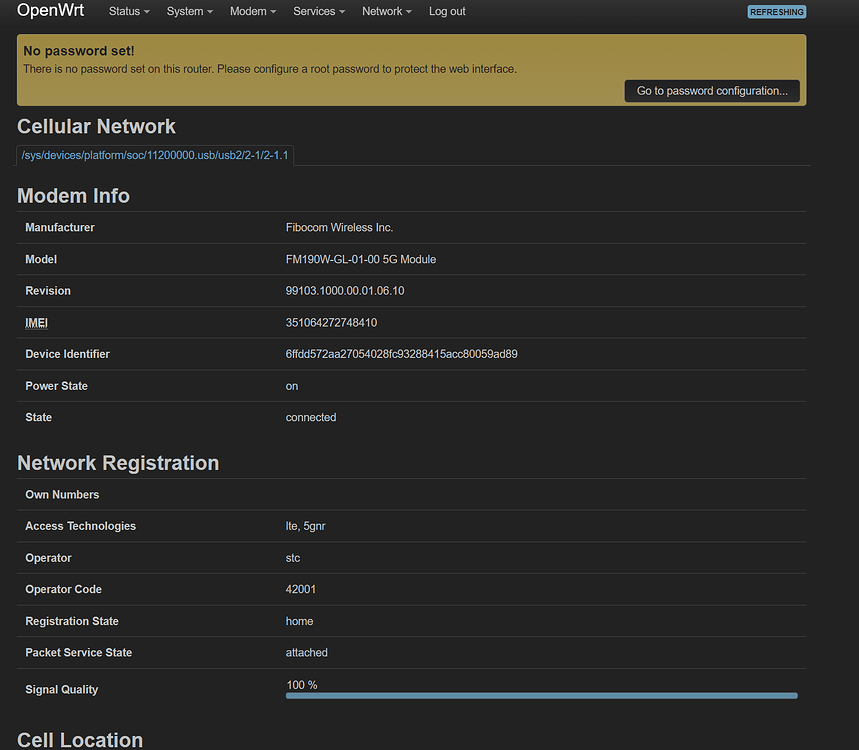 Fibocom/Quectel - FM190 5G/4G modem Signals - Installing and Using OpenWrt - OpenWrt Forum
