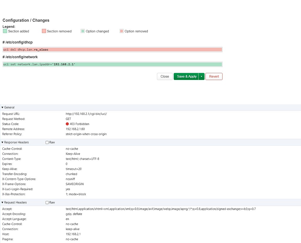 [Solved] When i modifying the LAN subnet, uhttpd return 403 - Installing and Using OpenWrt ...