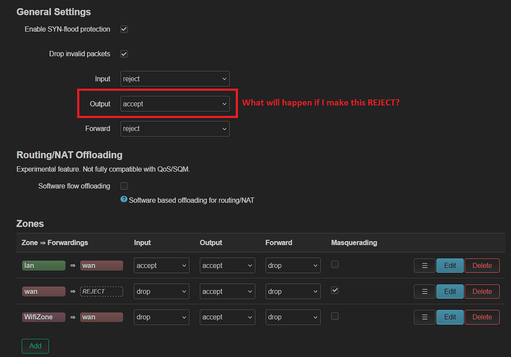 Output "Accept" or "Reject" under "General Settings" - Installing and Using OpenWrt - OpenWrt Forum