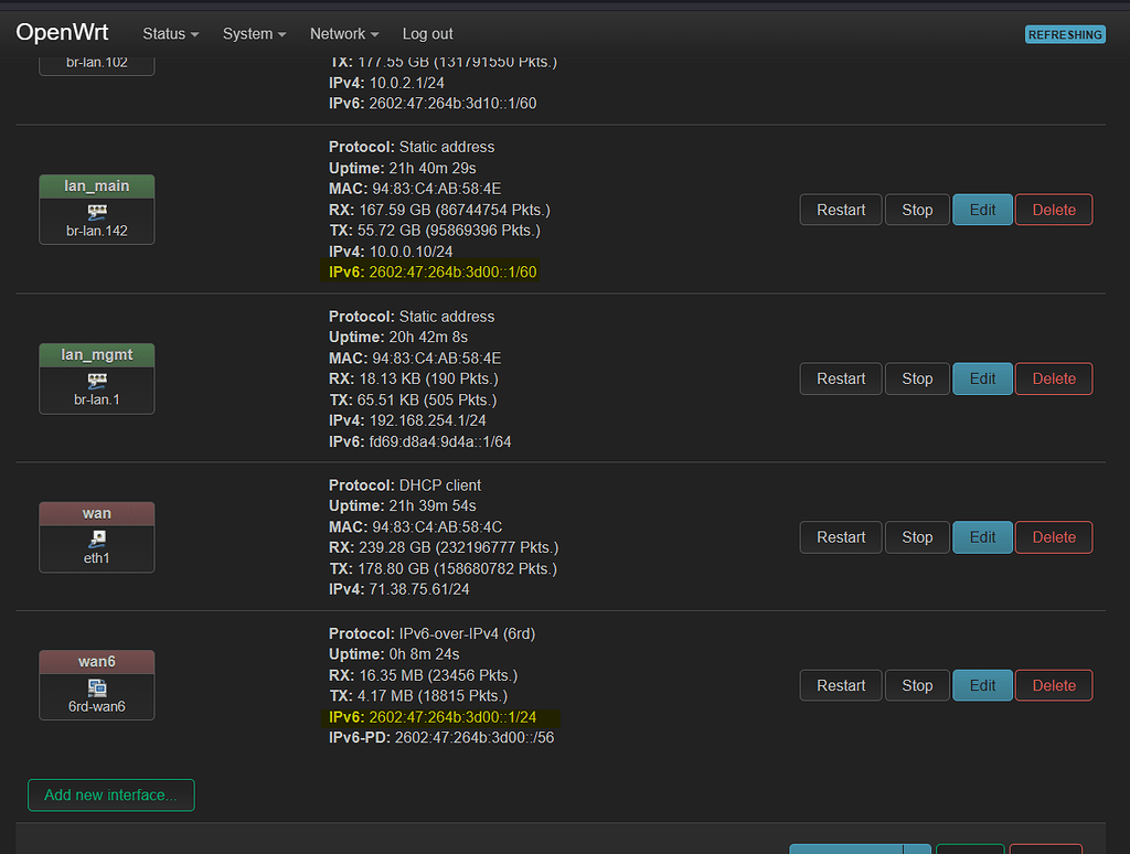Openwrt gives lan interface same IPv6 address as 6rd interface - Network and Wireless ...