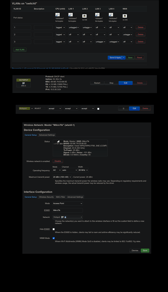 Openwrt Wireless Ap Get No Ip From Mikrotik Hotspot Network And Wireless Configuration