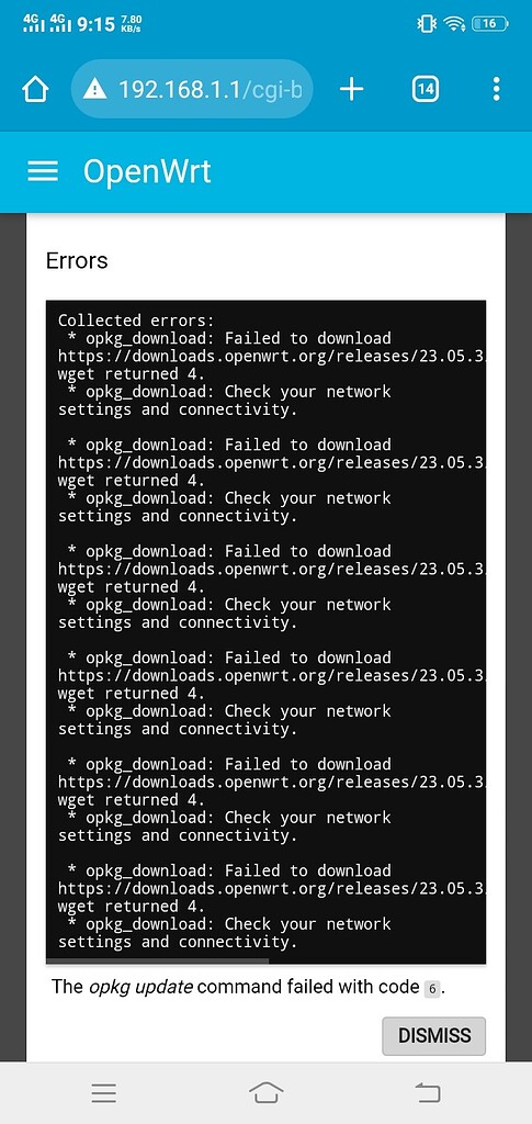 Error while updating software - Network and Wireless Configuration - OpenWrt Forum