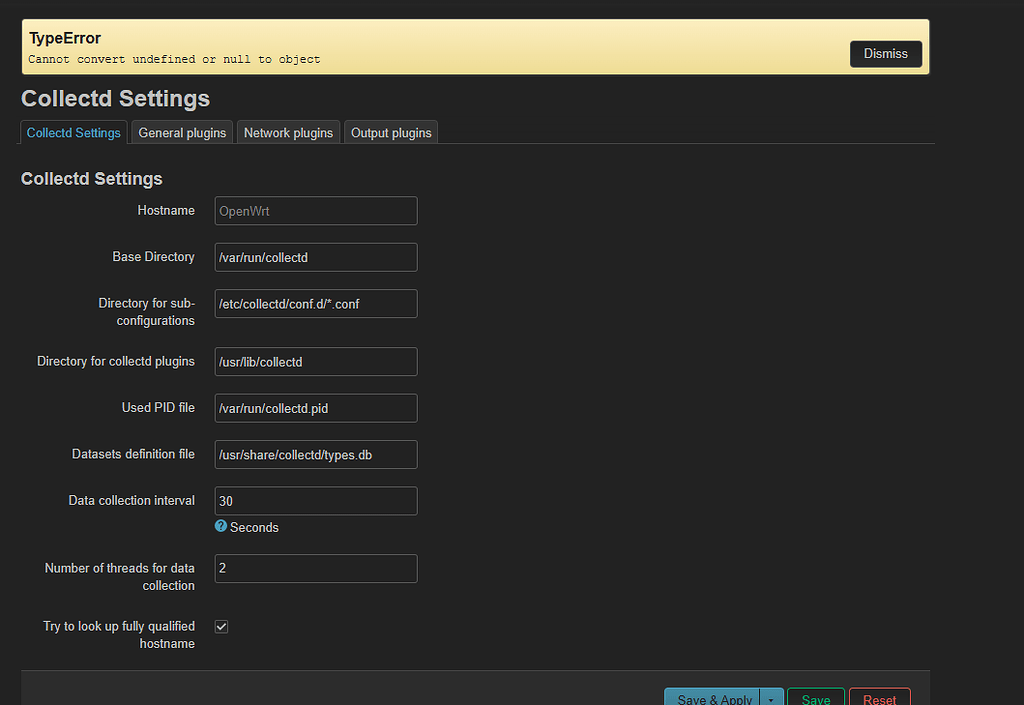 Collectd Errors - Installing and Using OpenWrt - OpenWrt Forum
